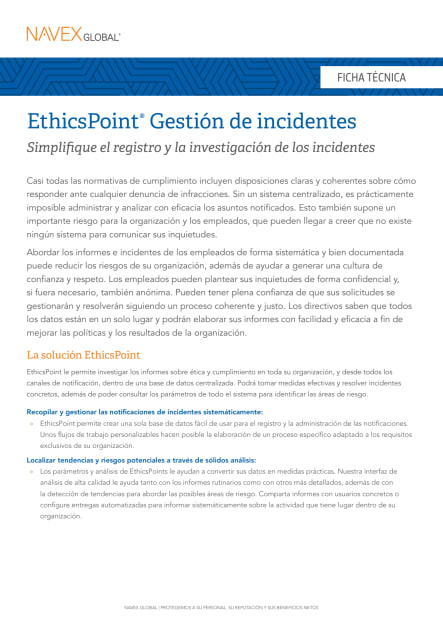 Software de gestión de incidencias | EthicsPoint | NAVEX E&C | NAVEX
